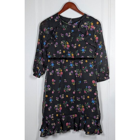 Disney | Dresses | Disney Dsigned Dress Sz Large 416 Black Floral ...